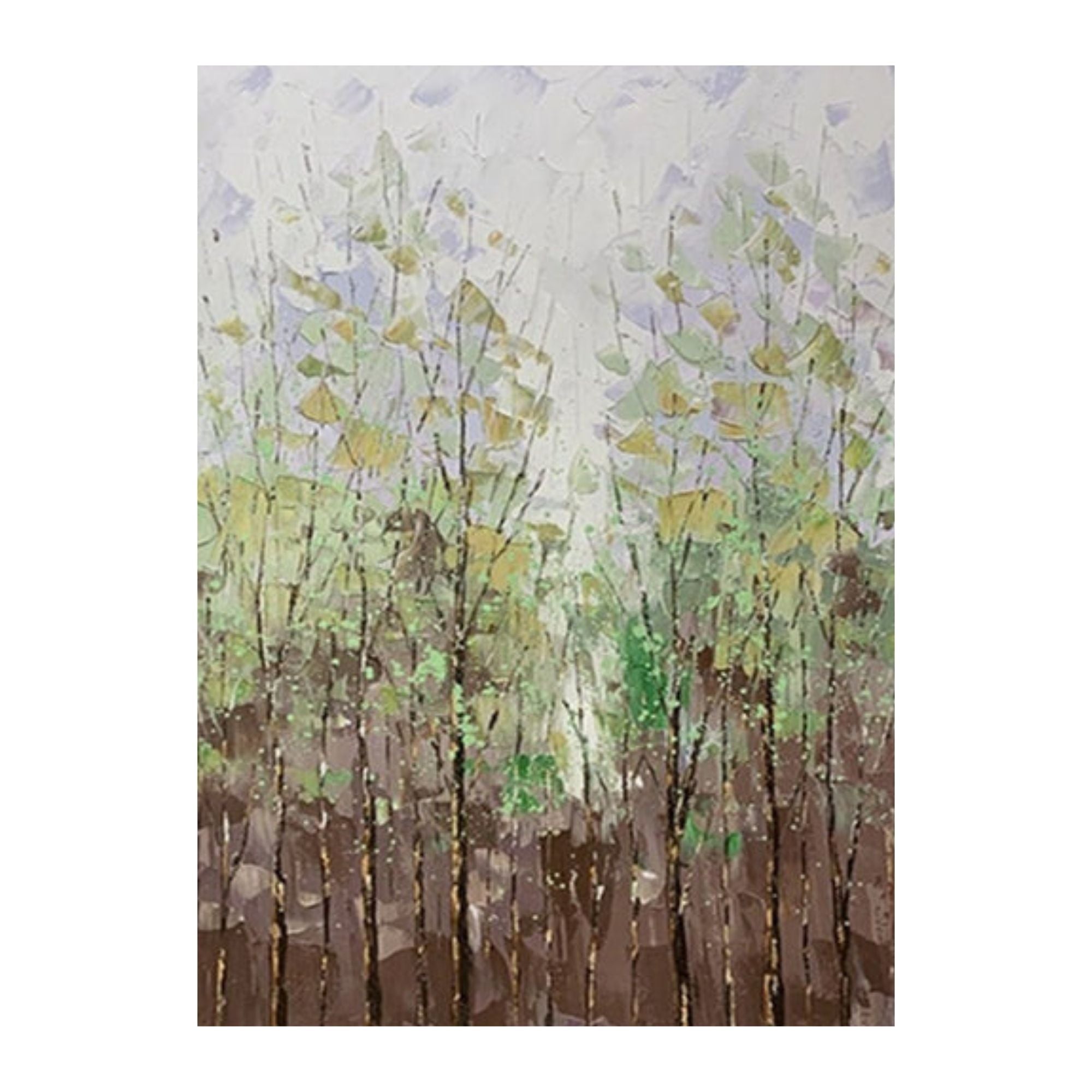 Hand-Painted Forest Canvas – Abstract Green & White Wall Art – My ...