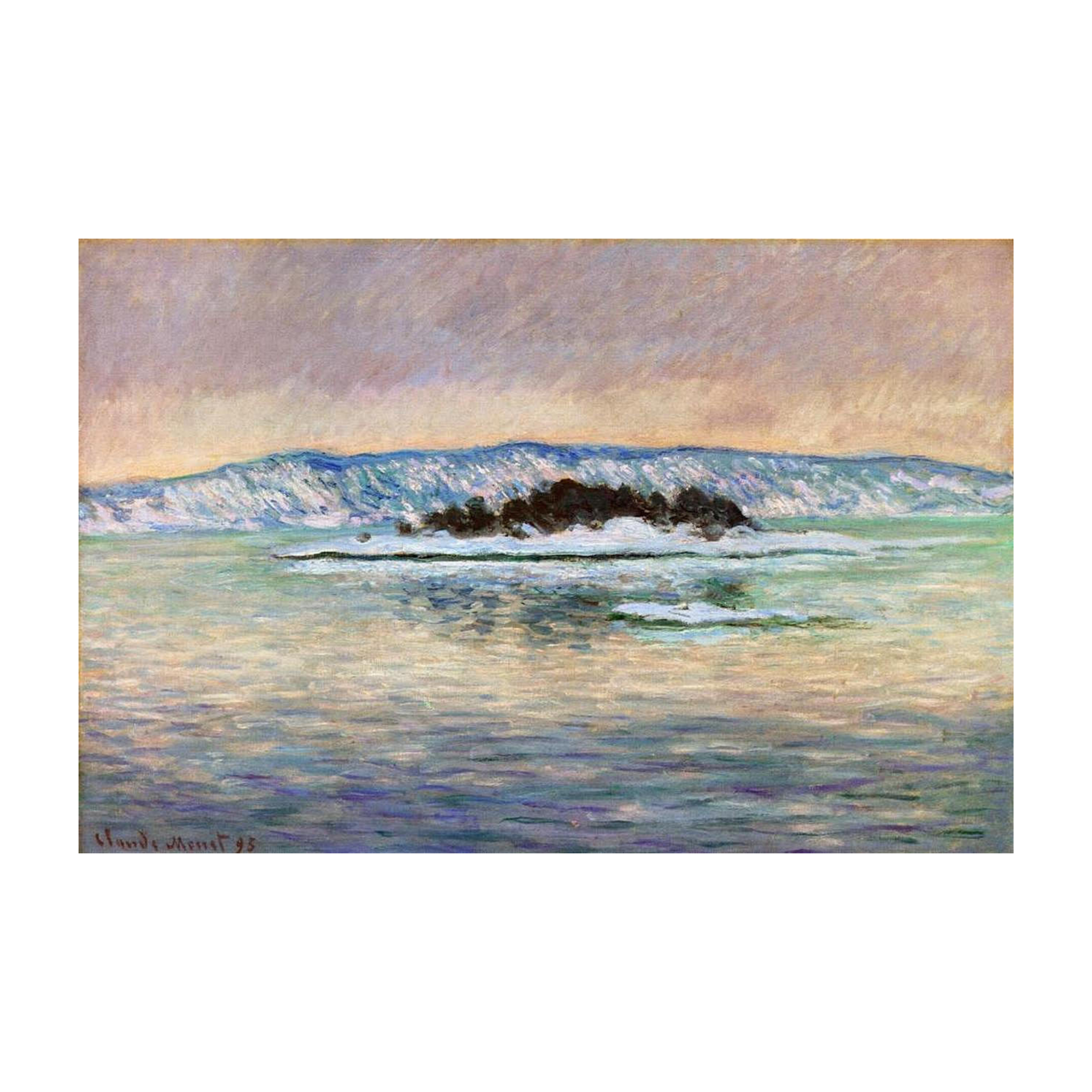Monet Reproduction Ice Floes on Seine – Hand-Painted Winter Landscape ...