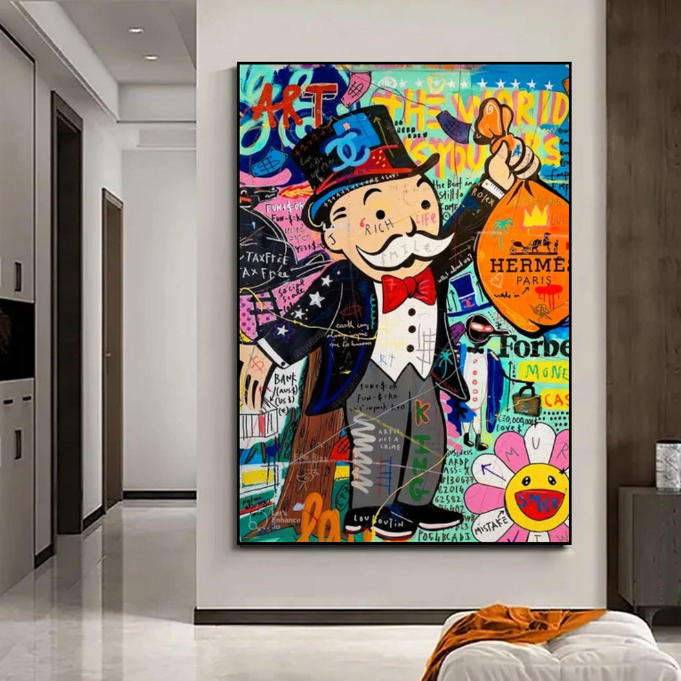 Abstract Banksy Alec Monopoly Multicolour Pop Art Painting – My Modern Art