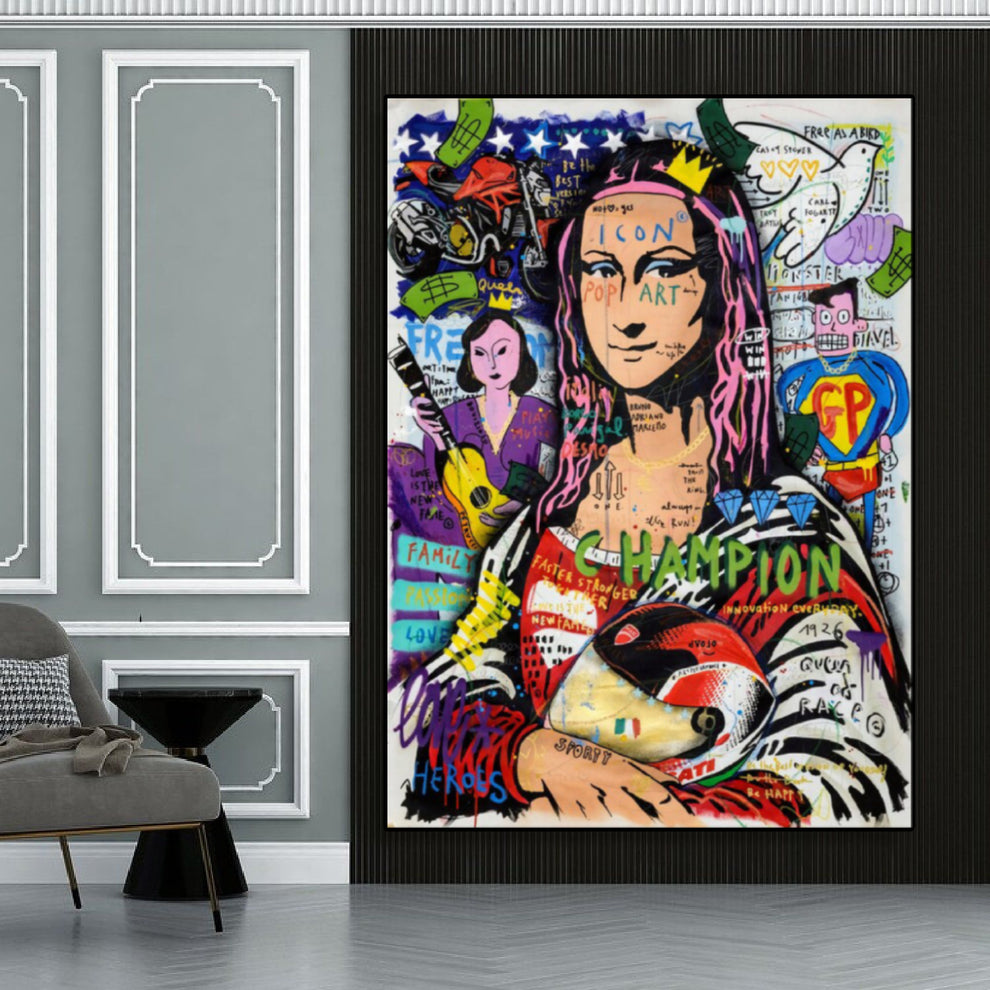 Champion Mona Lisa Graffiti Pop Art Inspirational Painting – My Modern Art